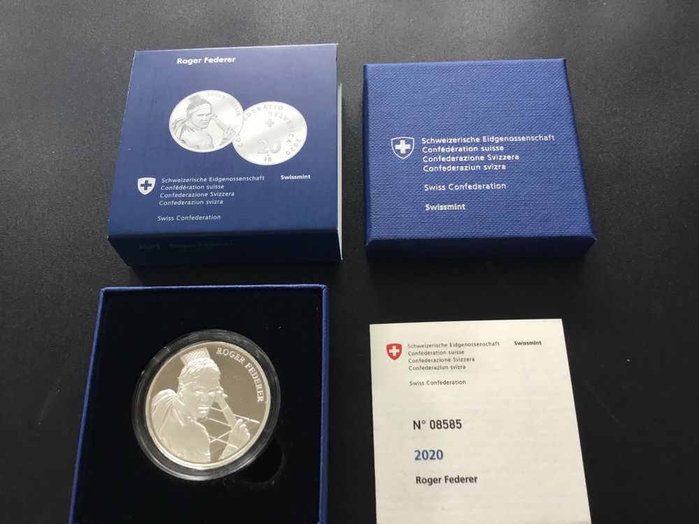20 Franken Silbermünze Roger Federer PP 2020 (Neu und originalverpackt) in St. Margrethen SG für ...