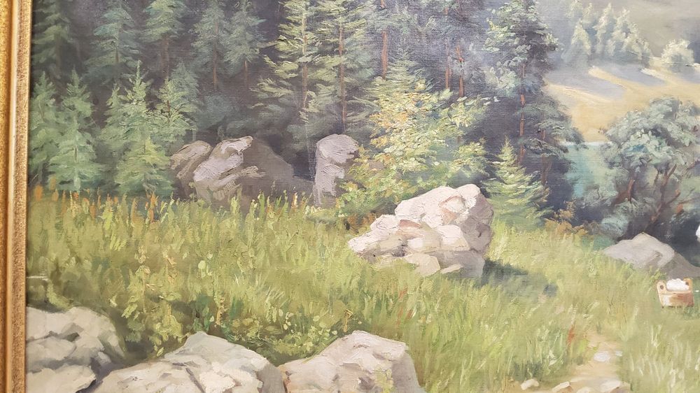 Magnifique ancien grand tableau de montagne avec lac | Kaufen auf Ricardo