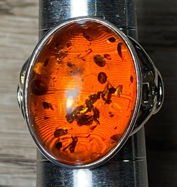 natürlicher Cognac Bernstein 🥃🪾 Silber 925 Ring (Neu und ...