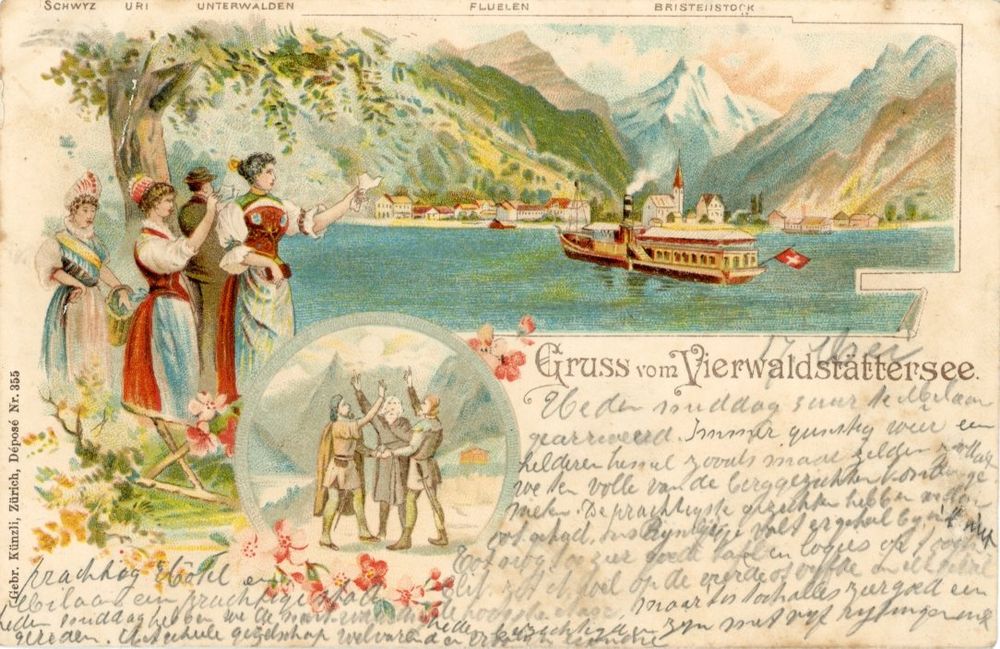 Flüelen UR - Trachtendamen - Dampfschiff LITHO um 1899 (Gebraucht) in Niedergesteln für CHF 8.4 ...