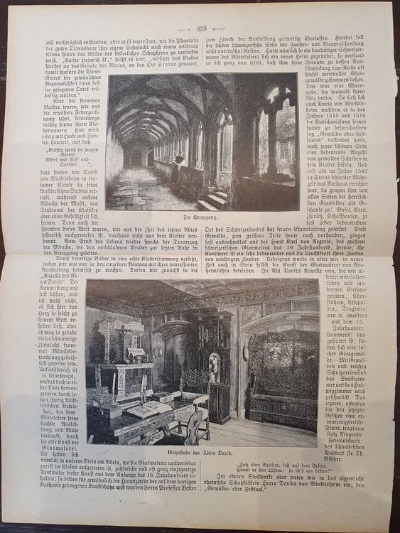 Kloster museum stein am rhein 1890 zeitung und holzstich (Gebraucht) in Mammern für CHF 100 ...