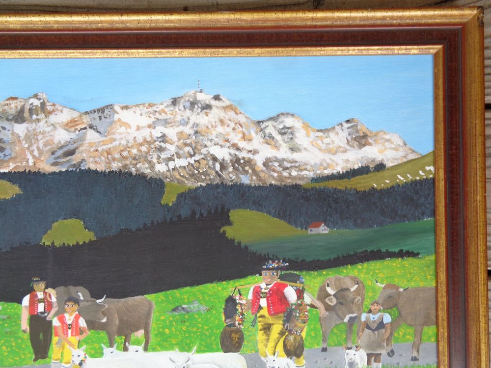 APPENZELLER ALPAUFZUG MIT SÄNTIS BAUERNMALEREI NAIVE MALEREI (Gebraucht) in Henggart für CHF 260 ...