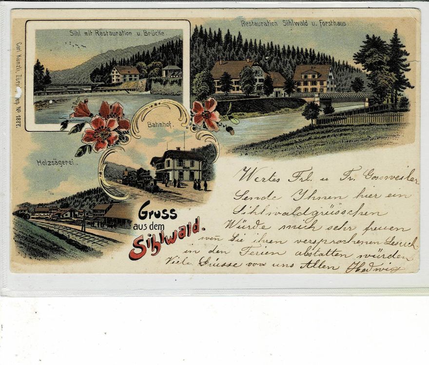 Gruss aus dem SIHLWALD sehr schöne Litho ZH gel. 1899! (Gebraucht) in Hergiswil NW für CHF 18 ...