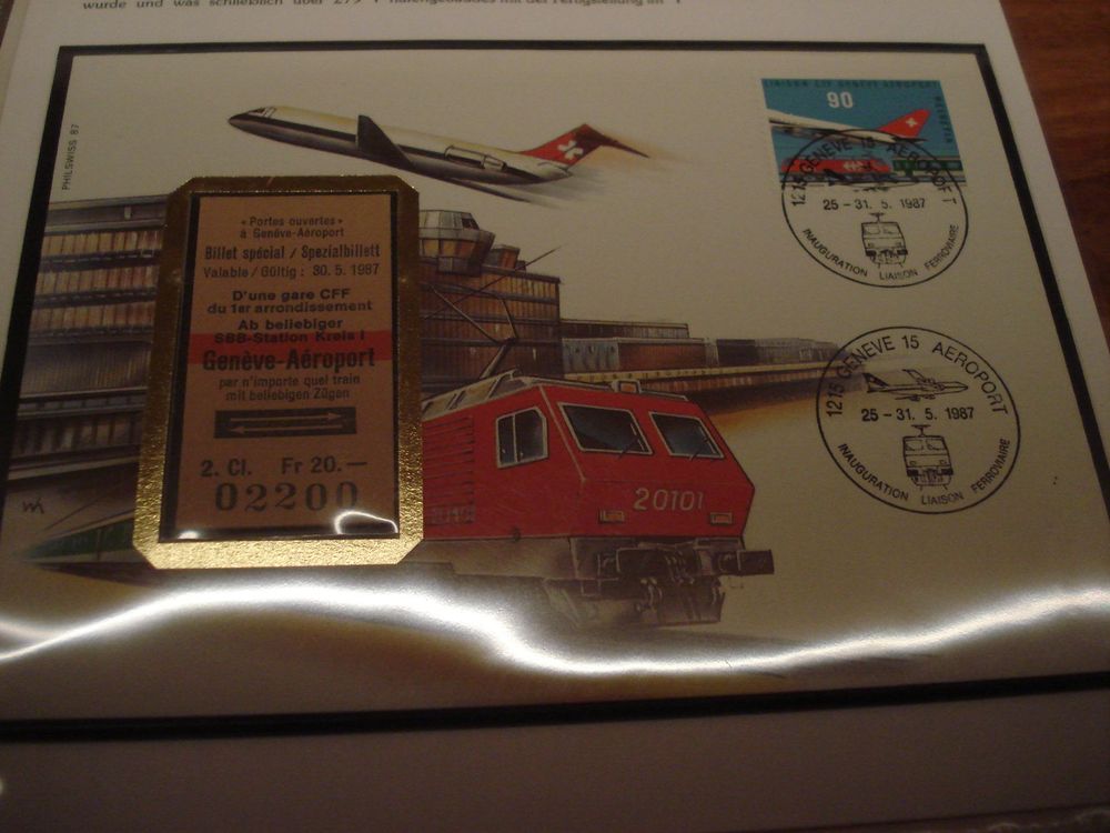Eisenbahnbeleg 1987, Eröffnung Genf Flughafenbahnhof+ Billet (Gebraucht) in Niederwil AG für CHF ...
