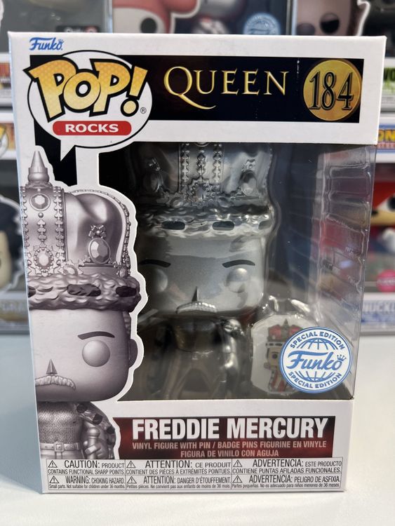 Funko POP! Rocks Queen Roi Freddie Mercury (Platinum) + Pin (Neuf avec ...