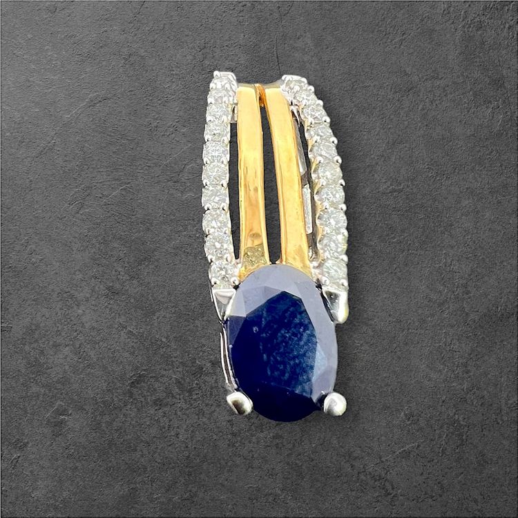 Saphir 0.95c Diamanten 0.13c Anhänger 18k 18x7mm *S1122 | Kaufen auf ...