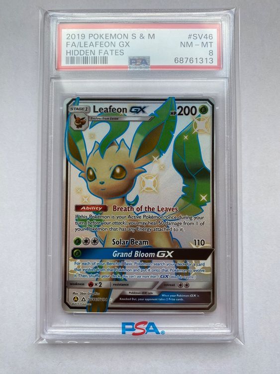 Pokémon 2019 PSA 8 Leafeon GX Hidden Fates Full Art #SV46 (Gebraucht ...