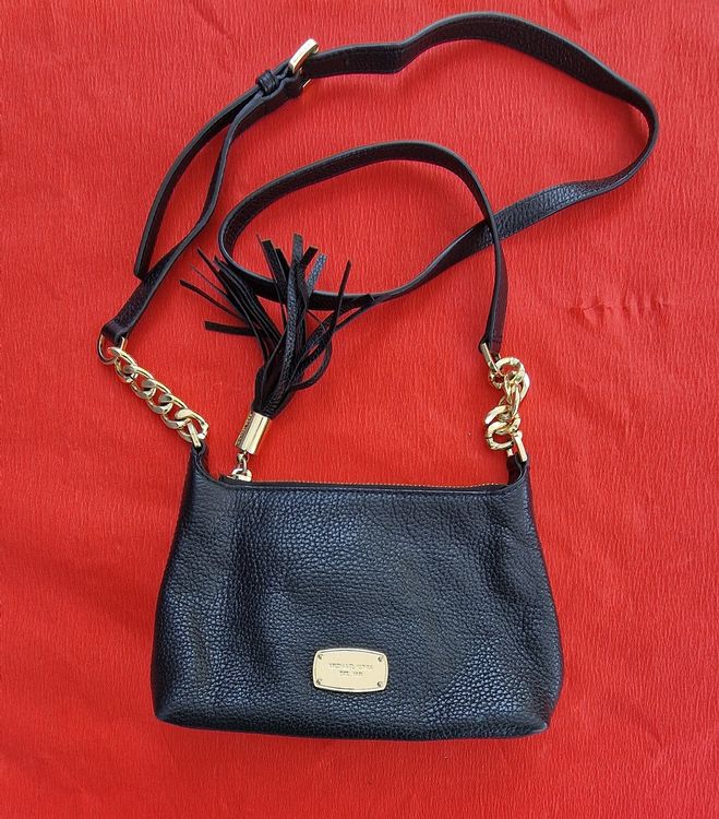Sac bandoulière Michael Kors Jet Set – cuir noir, chaîne dor (D ...