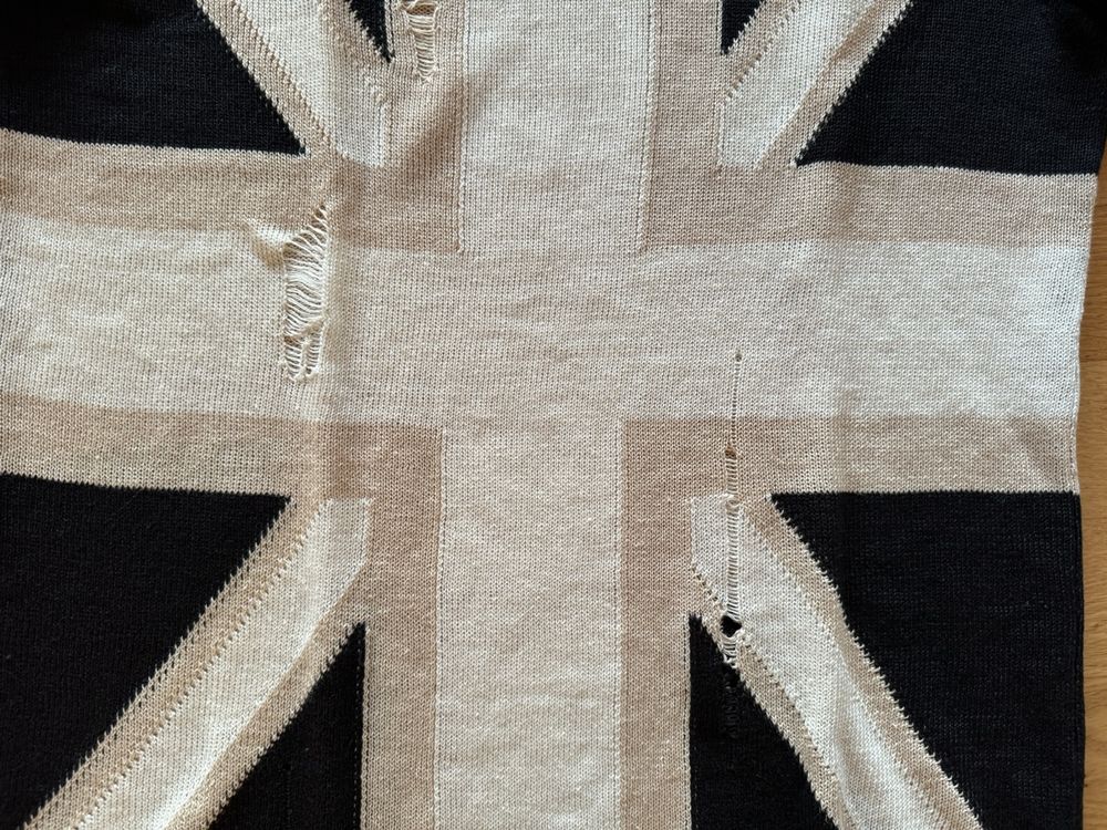 Neu Original Balmain Distressed Union Jack Leinen Pullover M (Neu ...
