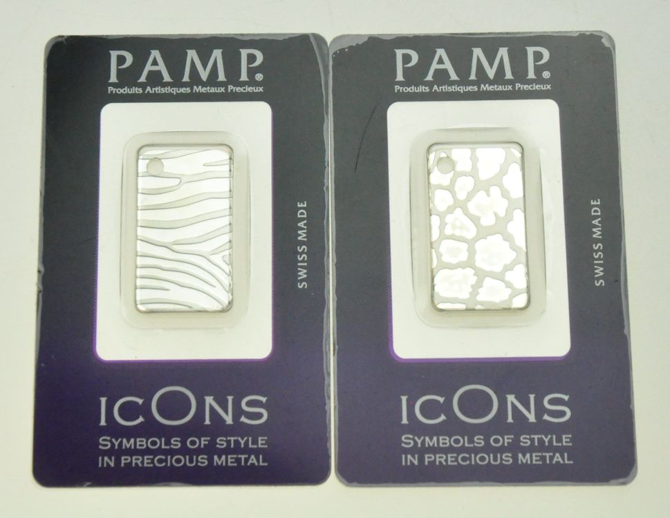 2 x 10 Gramm Silberbarren PAMP Icons Design Barren (Gebraucht) in ...