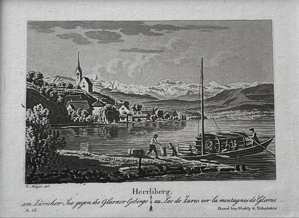 Meyer Aquatinta von Herrliberg gegen Glarner-Gebirge 1860 (Gebraucht ...