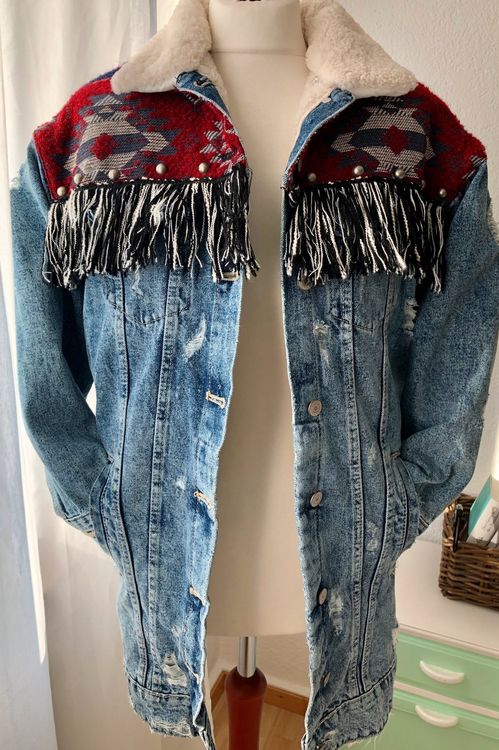 ZARA Jacke, Jeansjacke im Swiftie-Style, S / 36, mit Fransen | Kaufen ...