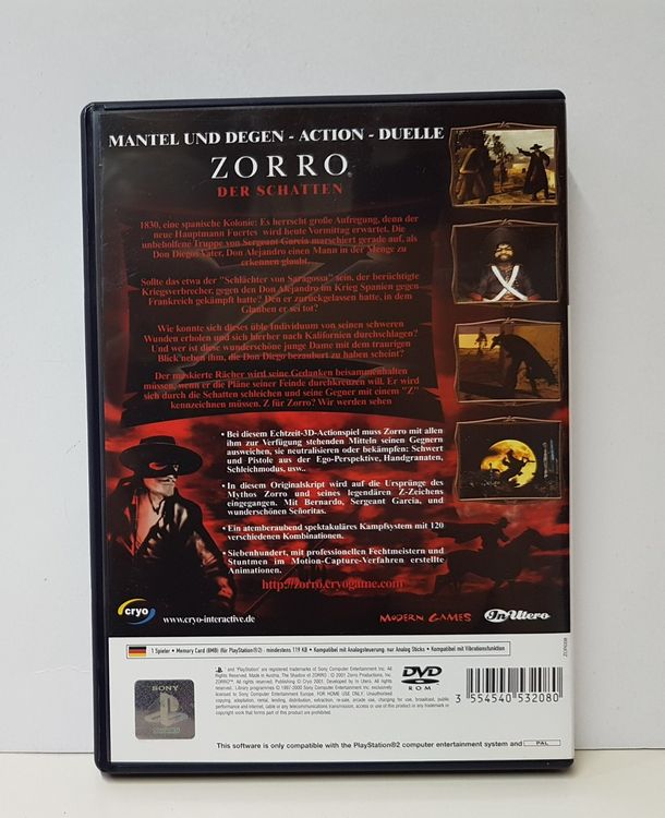 Zorro Der Schatten Mantel und Degen PS 2 (Gebraucht) in Schüpfheim für ...