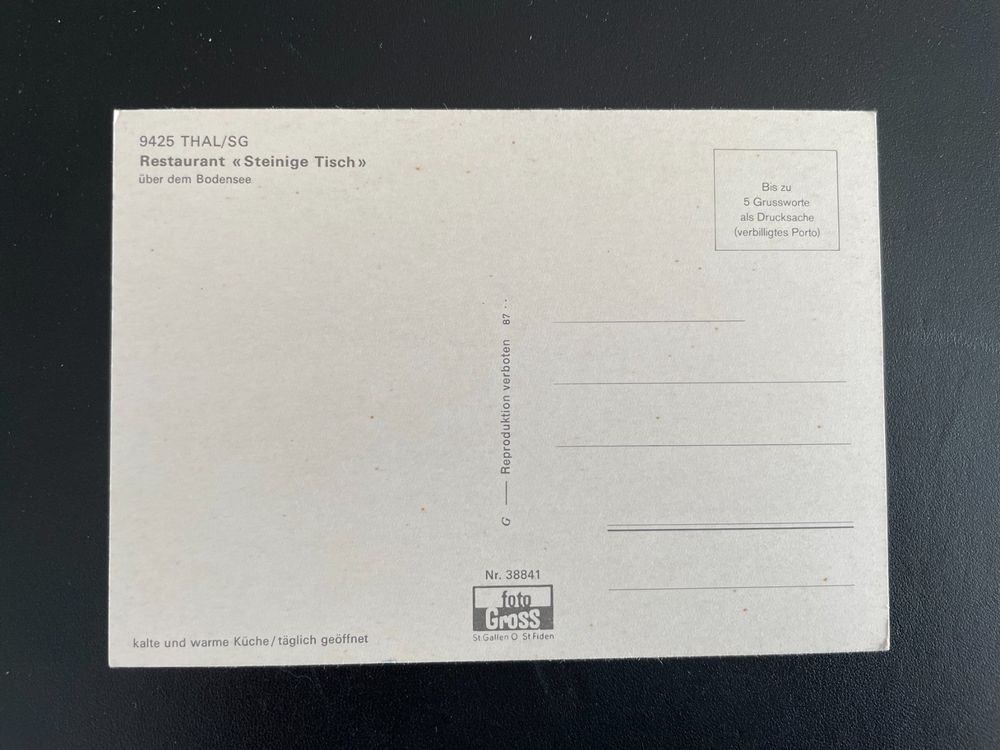 AK SG Thal, Restaurant Steiniger Tisch über dem Bodensee | Kaufen auf Ricardo