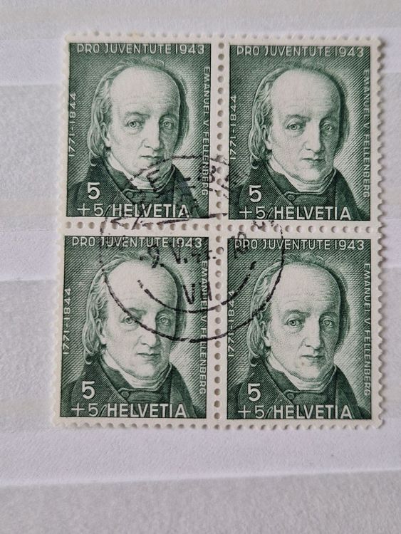 Abart Pro Juventute" Ph E. Fellenberg" gestempelt 4er Block (Neu (gemäss Beschreibung)) in ...