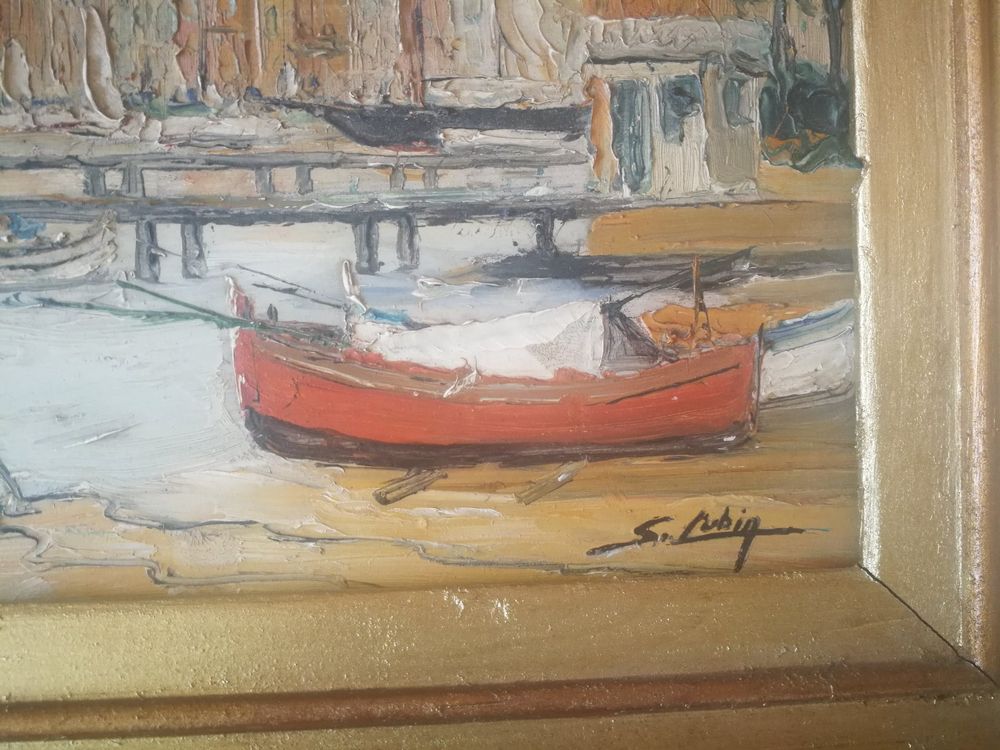 Ölgemälde Hafen Boot handsigniert gerahmt (Gebraucht) in himmelried für CHF 38 – mit Lieferung ...