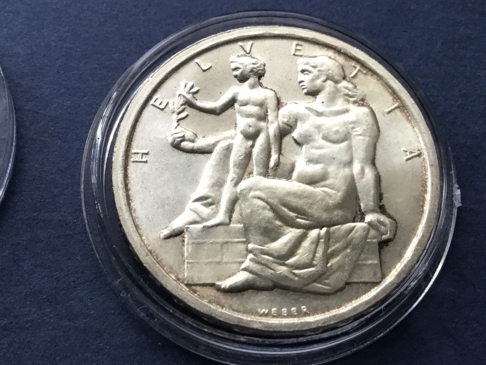 5 Franken Silbermünze VERFASSUNG 1948 VZ ++ f.unzirkuliert (Gebraucht) in St. Margrethen SG für ...