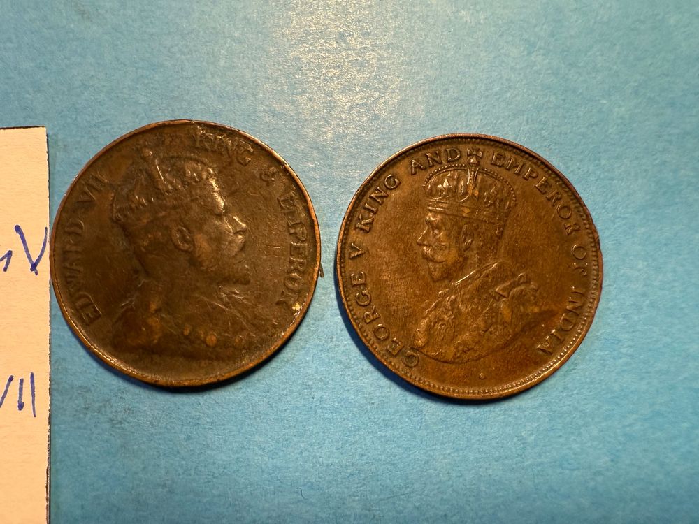 HONG KONG : 1 CENT 1924 Georges V + 1 CENT 1904 Edward VII (Gebraucht ...
