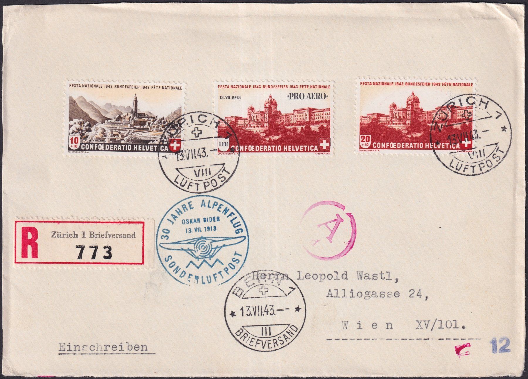 1943, B20+B21 +F36 auf ZENSURIERTEM "Brief" nach WIEN, LP! (Gebraucht ...