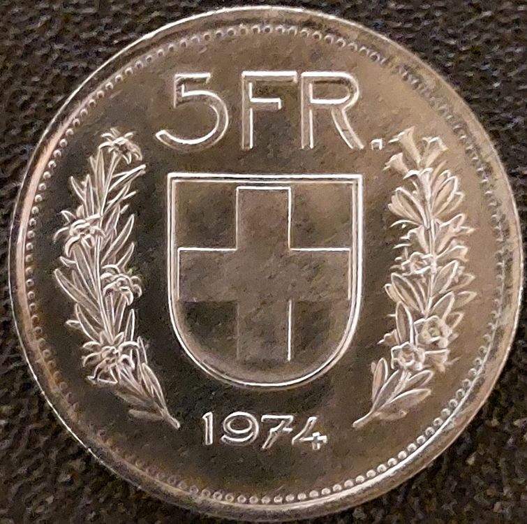 5 Franken 1974 stgl. / aus Münzsatz (Neu (gemäss Beschreibung)) in Arch für CHF 32 – mit ...