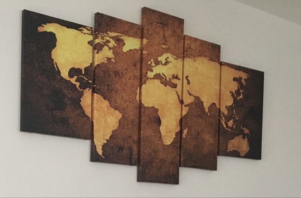 Weltkarte Leinwand 5-teilig (Gebraucht) in Spiegel b. Bern für CHF 10 – nur Abholung auf Ricardo ...