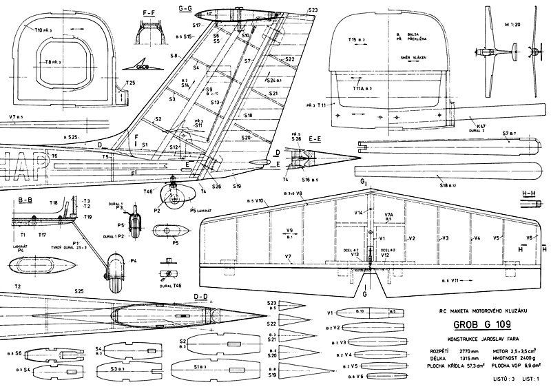 High Quality Scale Bauplan / Plan motoplaneur "GROB-109" (Neu (gemäss ...