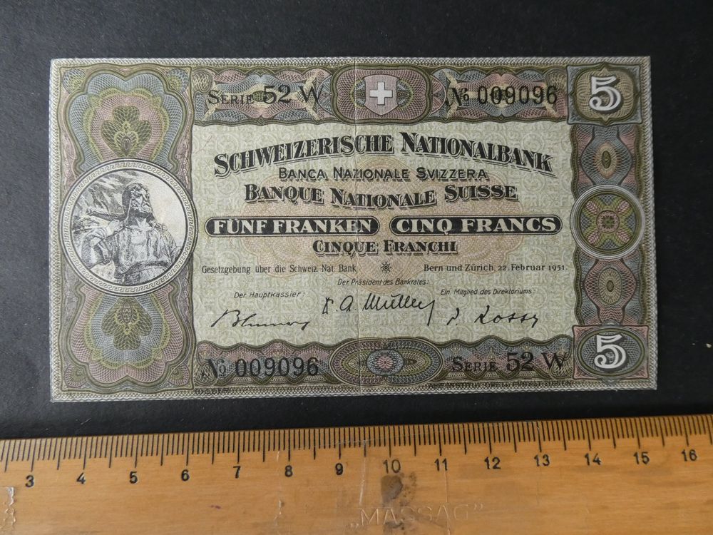 Schweiz 1951, 5 Franken (Gebraucht) in Hinterforst für CHF 6 – mit Lieferung auf Ricardo kaufen