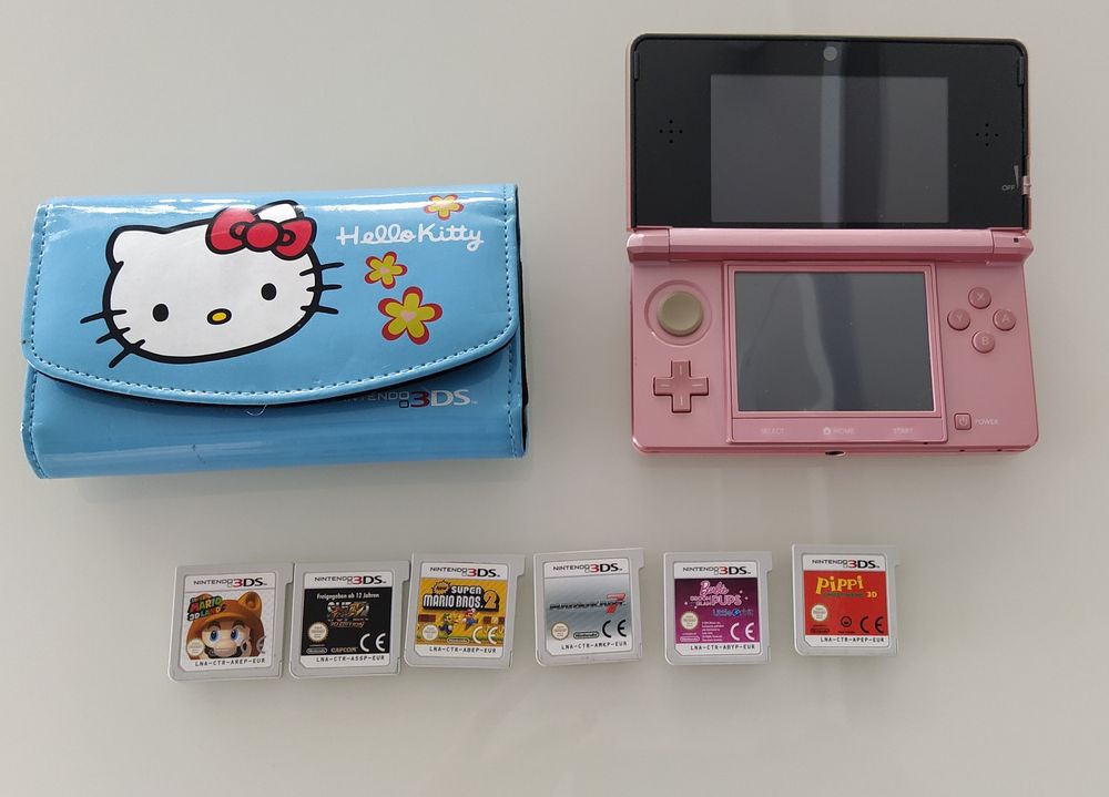 Nintendo 3DS mit 6 Spielen und Etui (Hello Kitty) | Kaufen auf Ricardo