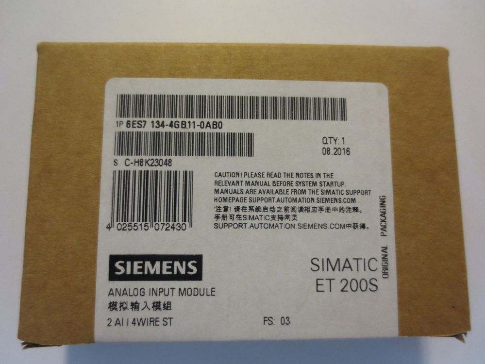 Siemens Simatic ET200 S Analog Modul AI 6ES7 134-4GB11-0AB0 (Neu und ...