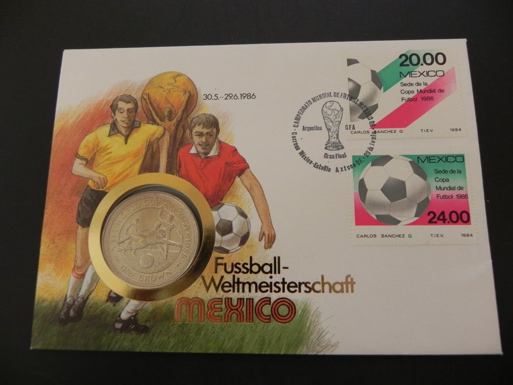 Isle of Man 1 Crown 1986 - Münzbrief Fussball WM Mexico 1986 | Kaufen ...