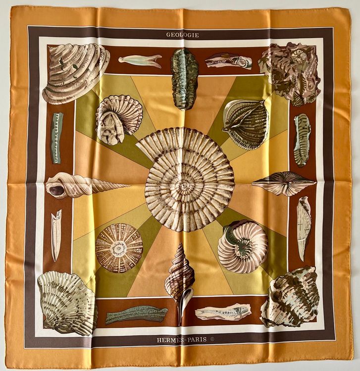 Superbe foulard HERMES-Paris "Geologie“, 1980, +box original | Kaufen ...