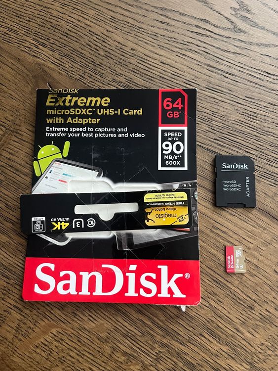 SanDisk Extreme 64 GB micro Speicherkarte mit Adapter (Gebraucht) in Heiden für CHF 13 – mit ...