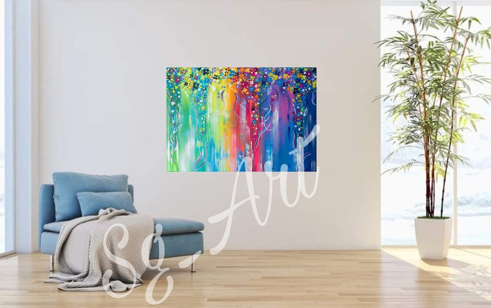 Acrylbild Natur floral bunt Blüten Blumen Unikat | Kaufen auf Ricardo