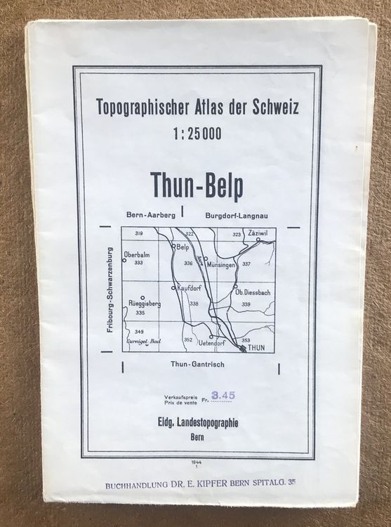 TOPOGRAPHISCHER ATLAS DER SCHWEIZ 1:25000 THUN-BELP 1944 | Kaufen auf Ricardo