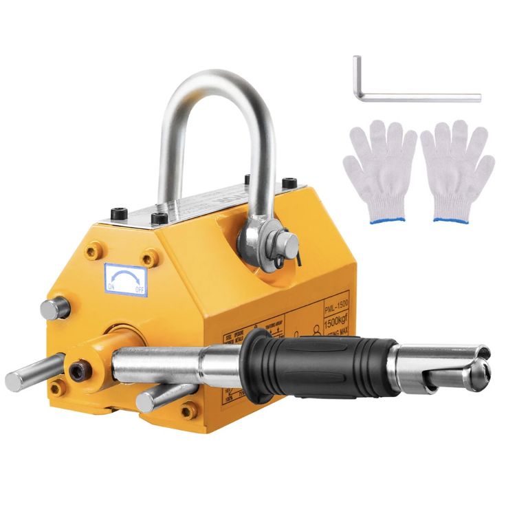 + VEVOR 1500kg Hebemagnet Lasthebemagnet Magnet Gelb Kran (Neu und ...