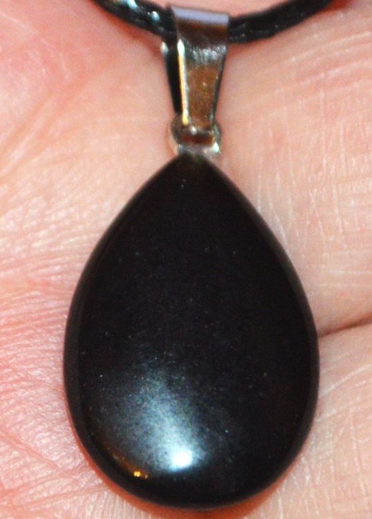 Halskette X-533 – Tropfen Schwarzer Onyx – 2,3x1,6 cm (Neu und ...