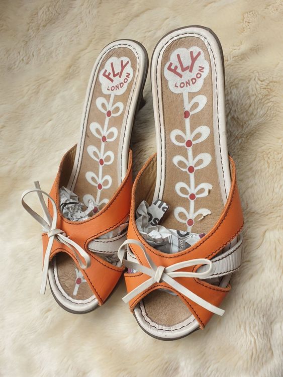FLY LONDON 41 SANDALE LEDER PUMPS ORANGE SCHUHE TOP IM SOMME (Gebraucht ...