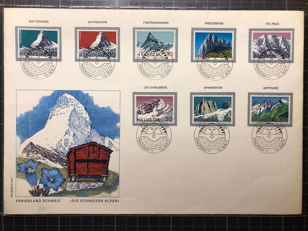 FDC Grossbrief Die Schweizer Alpen 1977 (Ortsn.) (Neu (gemäss Beschreibung)) in Kirchenthurnen ...