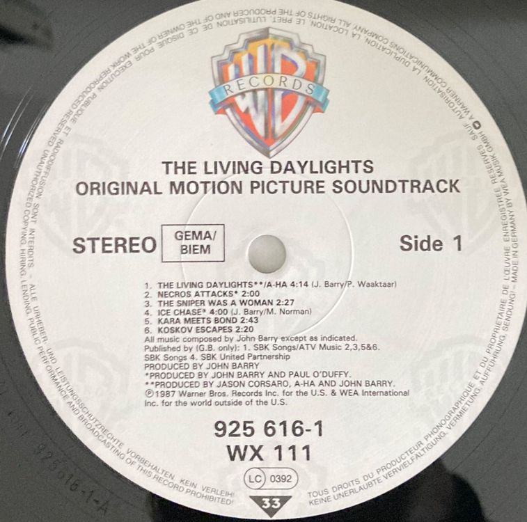 James Bond - The Living Daylights - Original Soundtrack LP (Neu (gemäss Beschreibung)) in ...