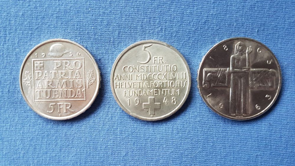 3x5 Fr Silber Gedenkmünzen 1936-1948-1963 ab nur 1 Fr !!! (Gebraucht) in Camignolo für CHF 26 ...