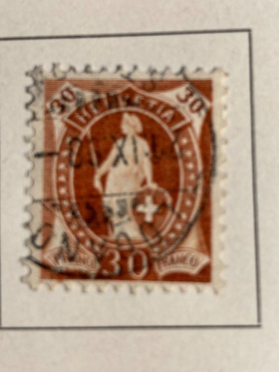 Schweiz 1898 stehende Helvetia 30 Rp. Vollstempel Lugano (Gebraucht) in Liestal für CHF 1 – mit ...