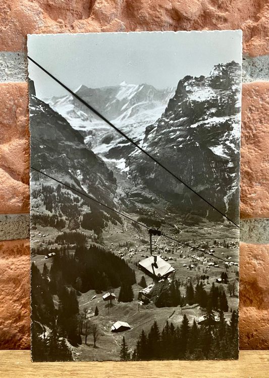 Alte Foto AK - BERGBAHN Grindelwald-First - Sesselbahn (Gebraucht) in Root für CHF 1 – mit ...