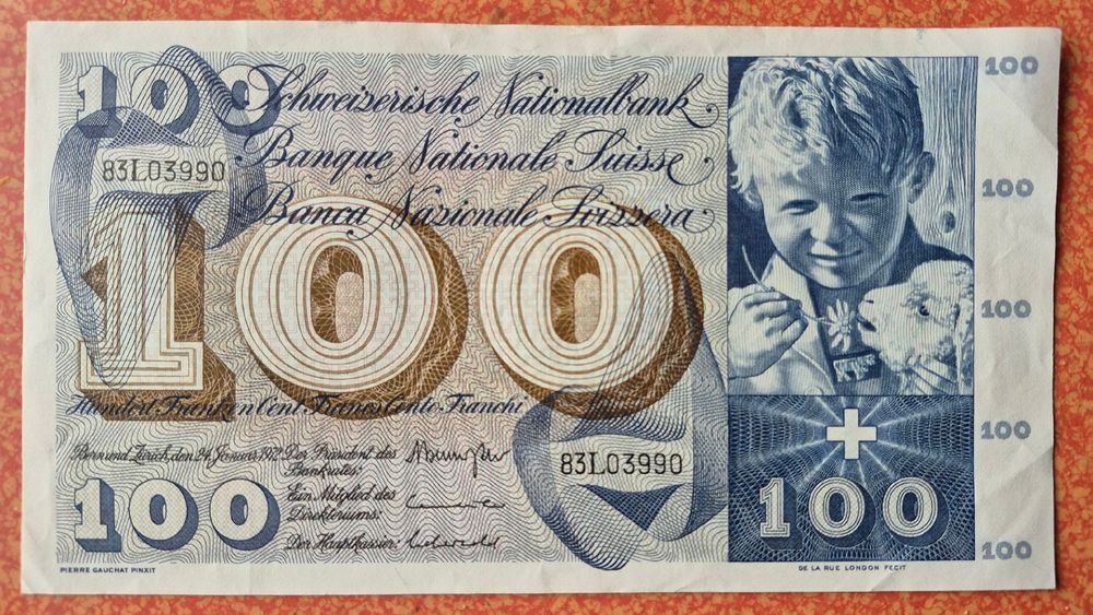 Alte 100 Franken-Note Schweiz, 1972 (Gebraucht) in Lotzwil für CHF 155 ...