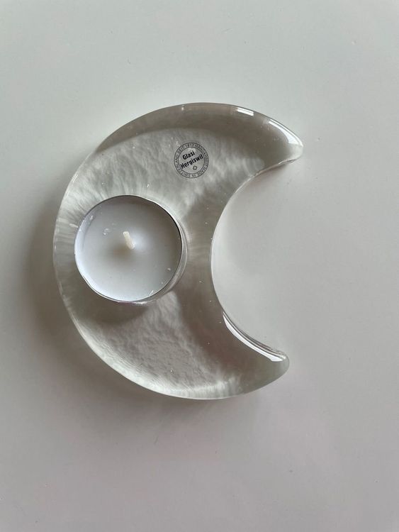 Glas MOND 16 x 9 cm, 4cm hoch. Ø 6,5cm für Kerze (Neu (gemäss ...