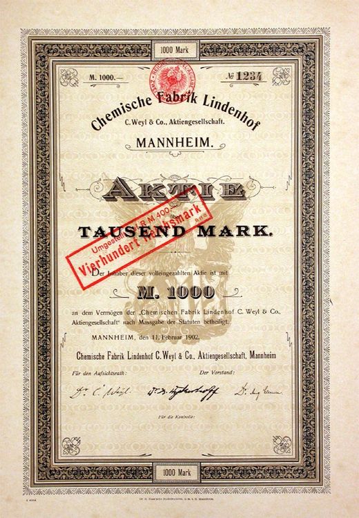 Chemische Fabrik Lindenhof C. Weyl & Co, Mannheim - 1902 (Gebraucht) in ...