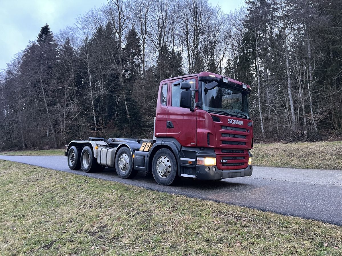 Lastwagen LKW Hakenlift Hakengerät Scania G480 40km/h (Gebraucht) in ...