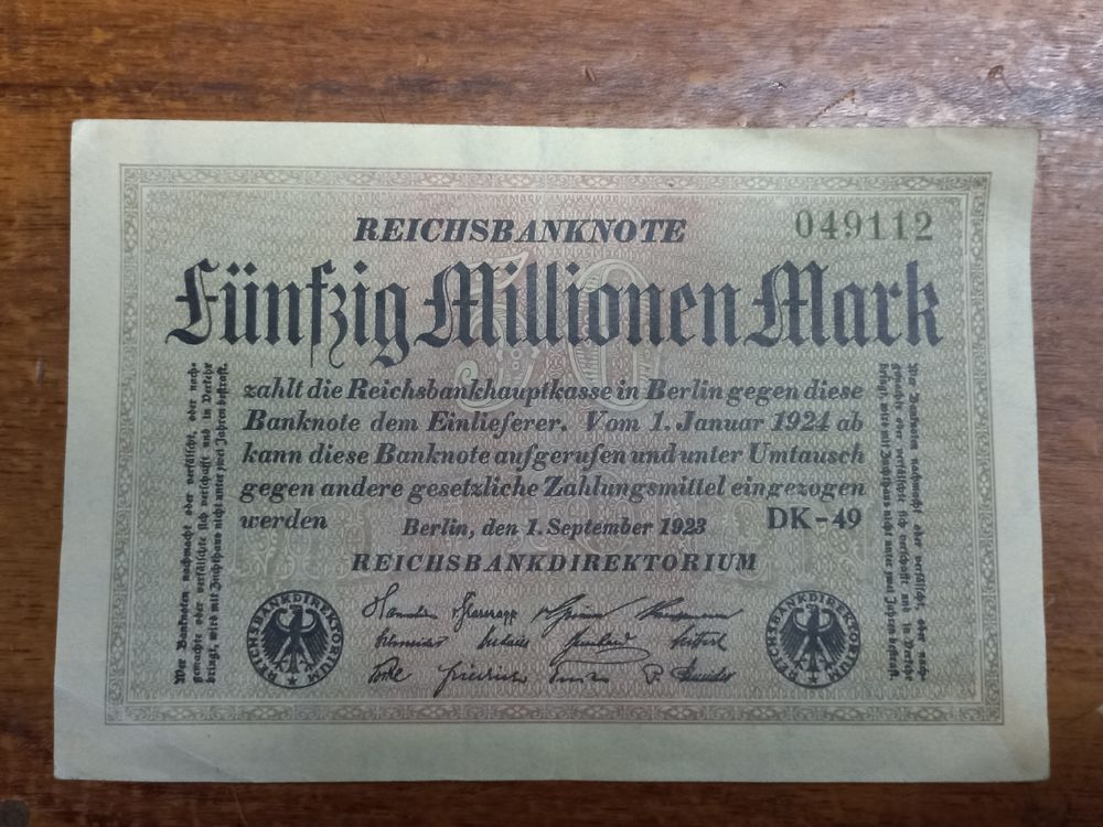 Reichsbanknote Fünfzig Millionen Mark (Gebraucht) in Lugano für CHF 1 ...