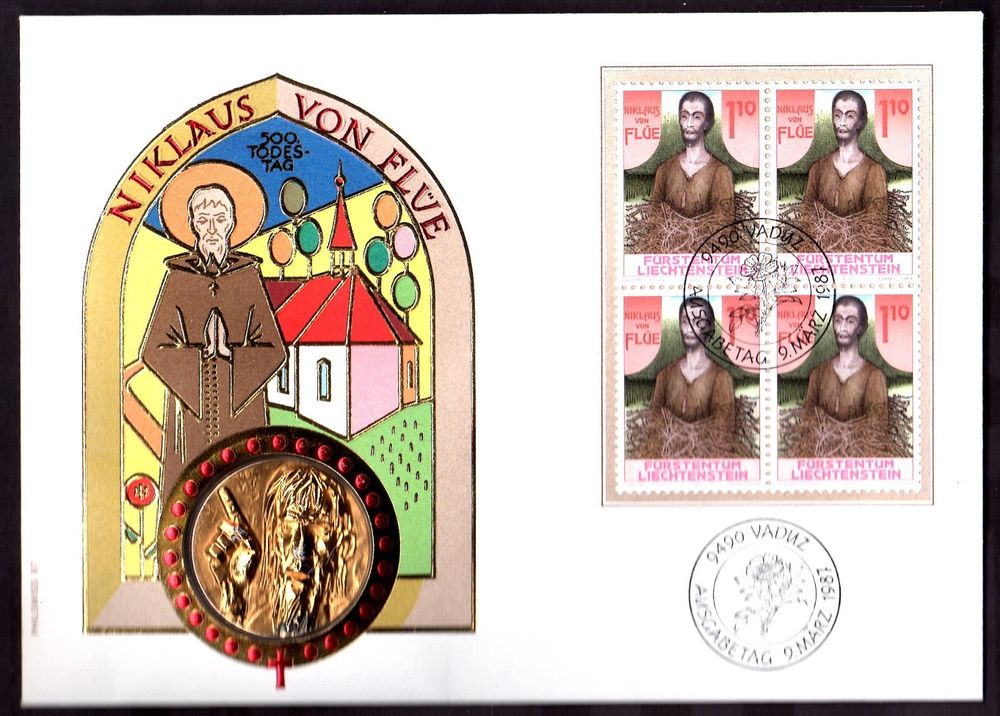 Silber-Numis, Niklaus von Flüe, Silber 999/19,5gr, vergoldet (Neu ...