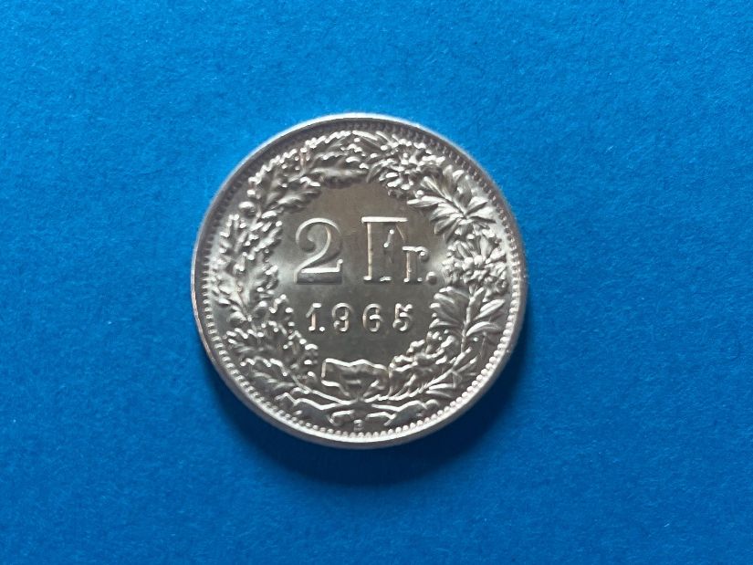 Seltene 2 Franken Münze, Jahr 1965, Top Zustand! (Gebraucht) in Brugg AG für CHF 7 – mit ...
