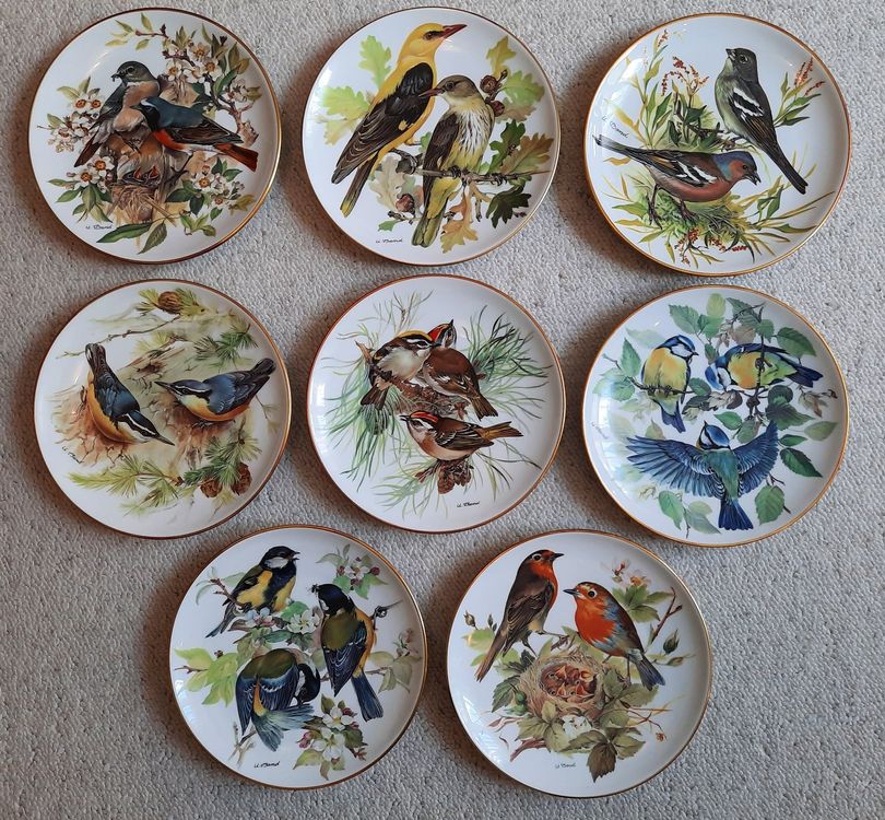 8 Bradex Porzellan Zierteller, Vögel (nummeriert, limitiert) (Neu (gemäss Beschreibung)) in ...